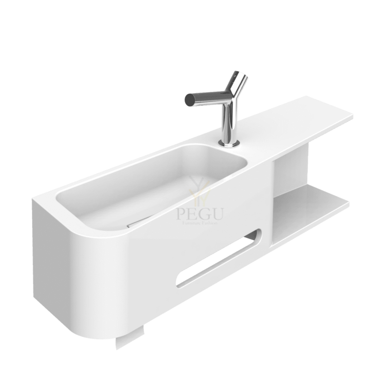 Valamu seinapealne Eumar Pebble 95l creacore, paberihoidikuga ja käterätiavaga 469-0903-70